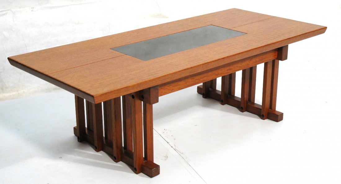 TONY BEVERLY Walnut Craftsman Style Coffee Table.