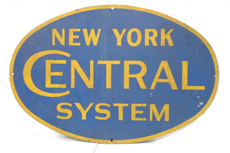 Vintage New York Central System Painted Iron Sign