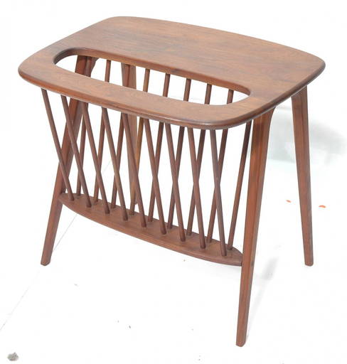 Danish Modern Magazine Table. Angled Base.