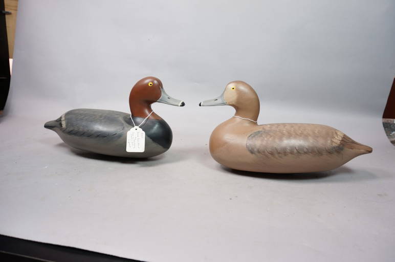 Two Carved Wood Duck Decoys. Robert Litzenberg. 1
