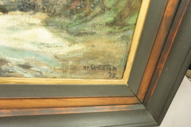 HAROLD WESTON Oil Painting Canvas. Rocky Coastlin : Lot 112