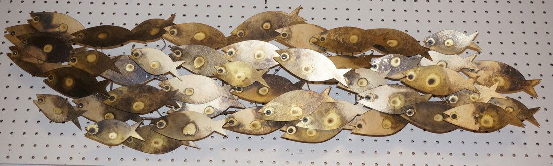 C. Jere Wall Sculpture. School of Fish. Signed
