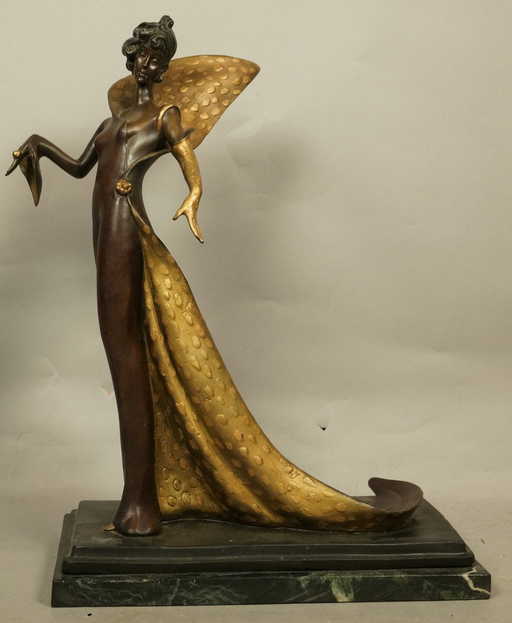 Reproduction Chiparus Art Deco Figural Bronze Scu