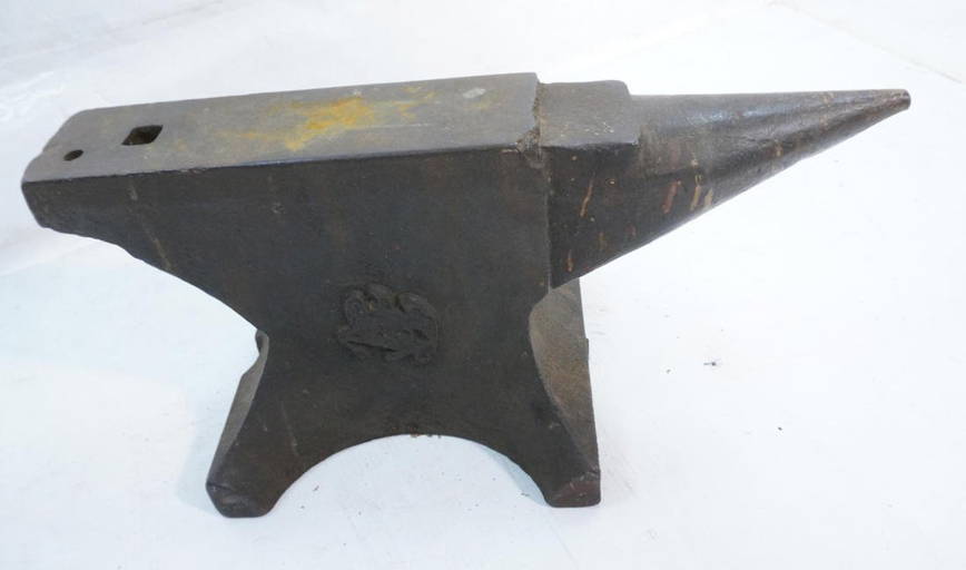 Antique Iron Anvil. Side Decorated With Eagle.
