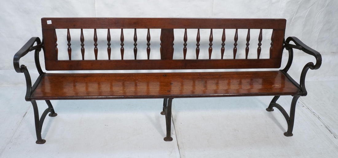 Antique Reversible Train Station Bench. Iron sid