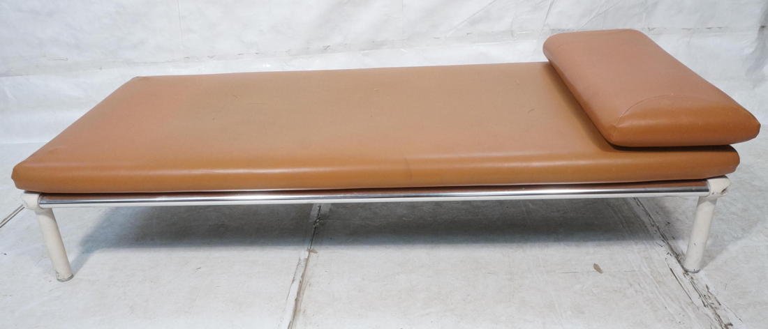 KNOLL Rust Vinyl & Chrome Upholstered Daybed Couc