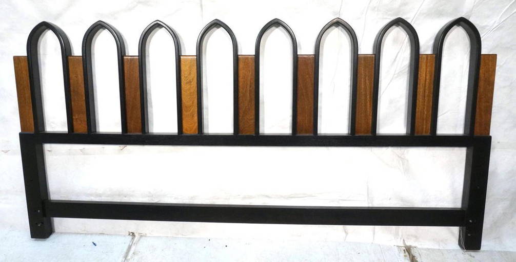 Harvey Probber Ebonized & Natural Wood Headboard.