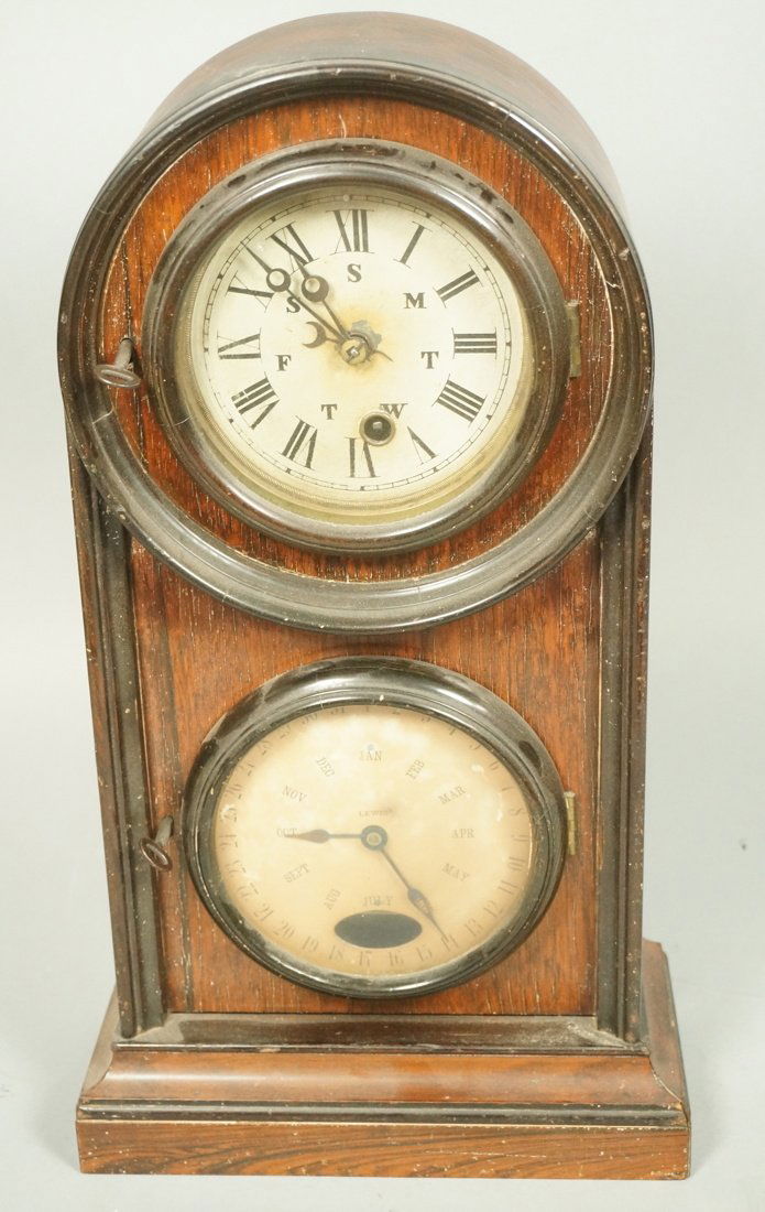B.b. Lewis Perpetual Calendar Clock. Arched Wood