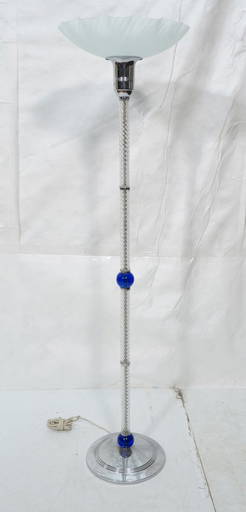 Art Deco Clear Glass Column Floor Lamp Torchiere.
