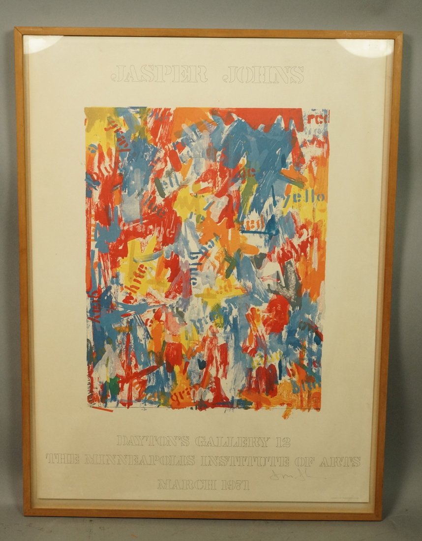JASPER JOHNS Signed 1971 Exhibition Poster. Dayto