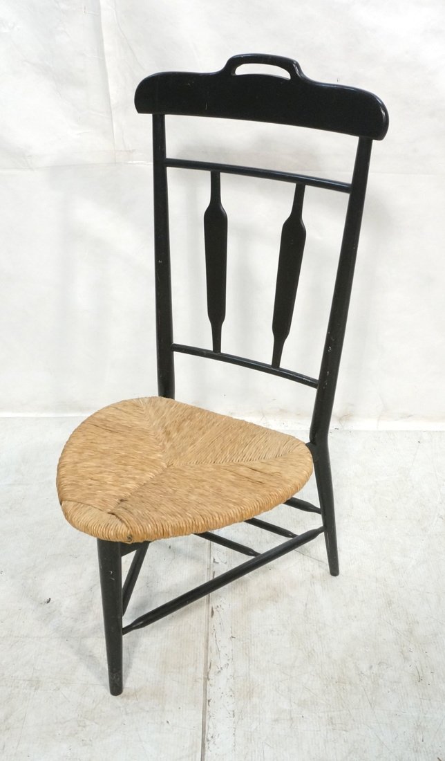 3 legged Triangle Chair. Woven Rush seat on eboni - Feb 09, 2016 ...