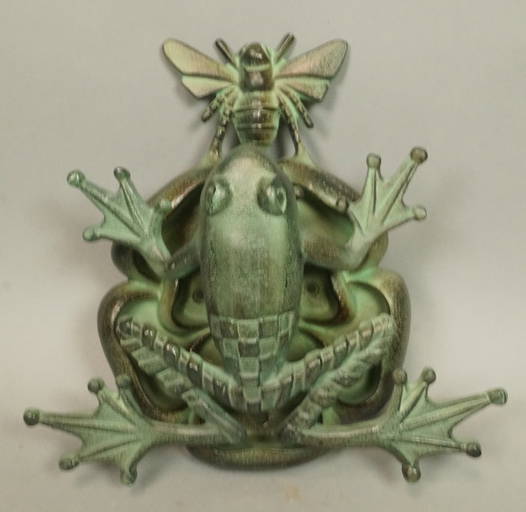 Mackenzie Childs Metal Frog & Bee Door Knocker. A