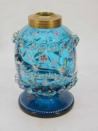 Moser Bohemian Glass Oil Lamp Applied Salamander