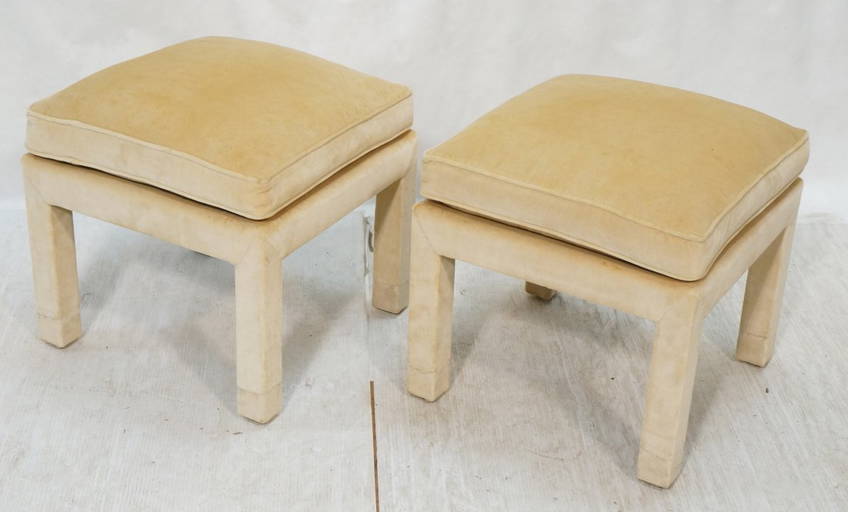 Pr Upholstered Stools Benches. Parson Style Stool