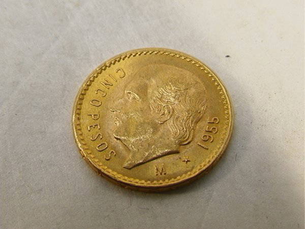 1955 Cinco 5 Dollar Gold Coin. Dimensions