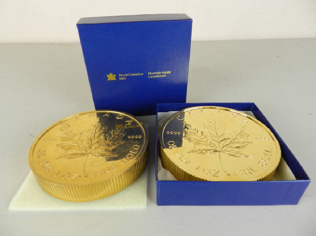 Pair Of 1 Oz Fine Gold Coin Paperweights