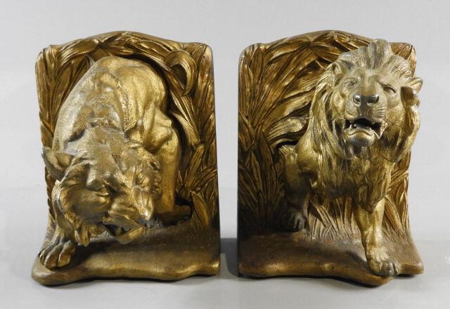 Bradley & Hubbard Lion And Tiger Bookends