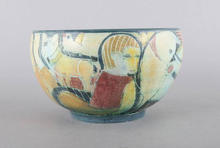 Large Harlander Art Pottery Figural Bowl