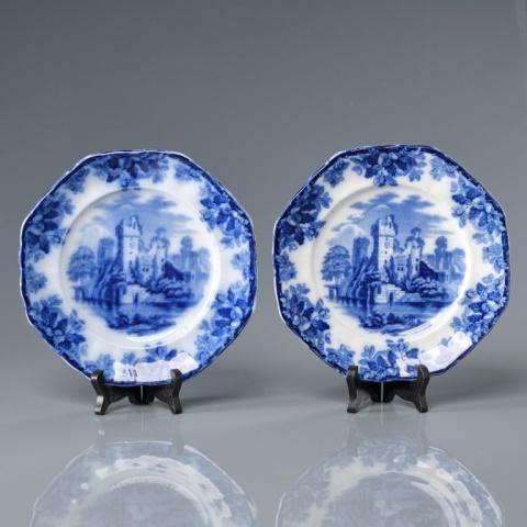 Pair Of Flow Blue Late Spode Plates (#0148) on Feb 04, 2023 | Pridham's ...