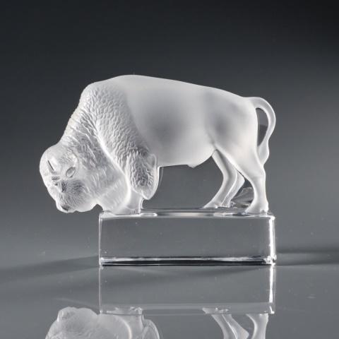 Lalique Frosted Crystal Buffalo Figurine