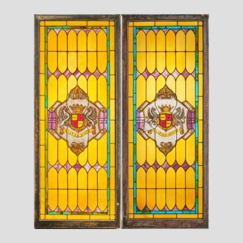 Pair Of Exceptional Stained Glass Panels