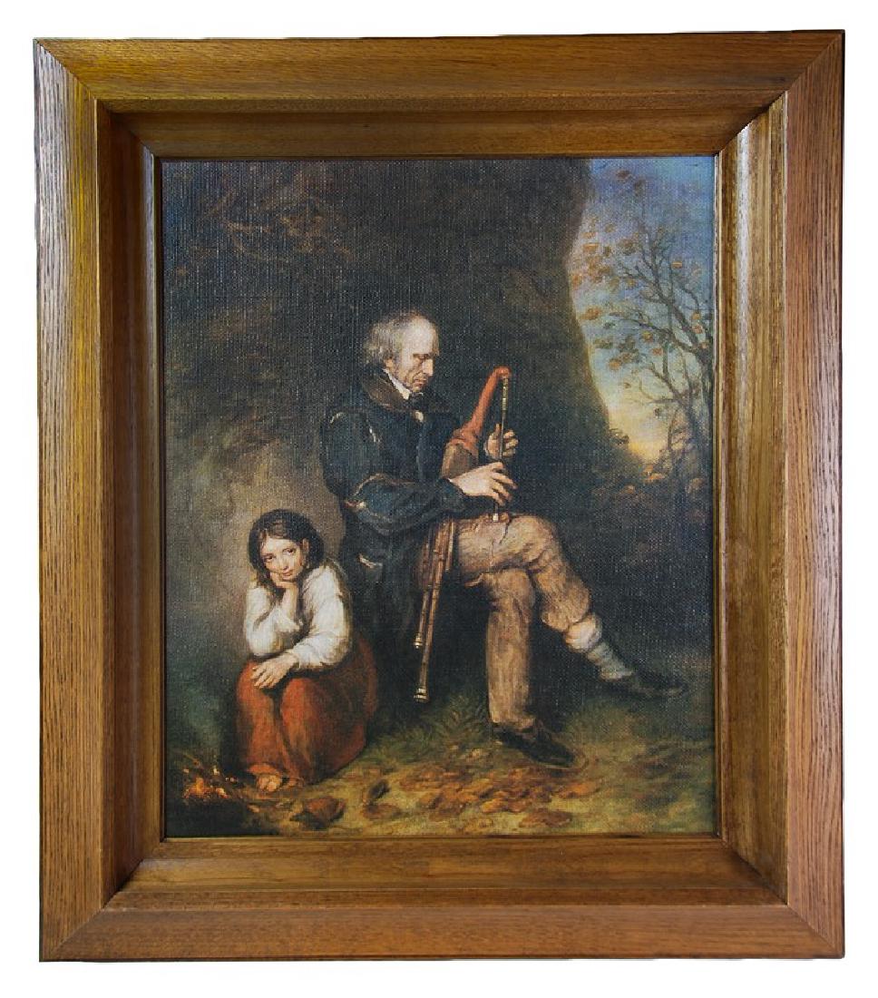 FRAMED PRINT, "THE BLIND PIPER" BY JOSEPH HAVERTY