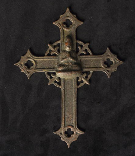 16/17thc Japanese Iron Cross With Buddha.