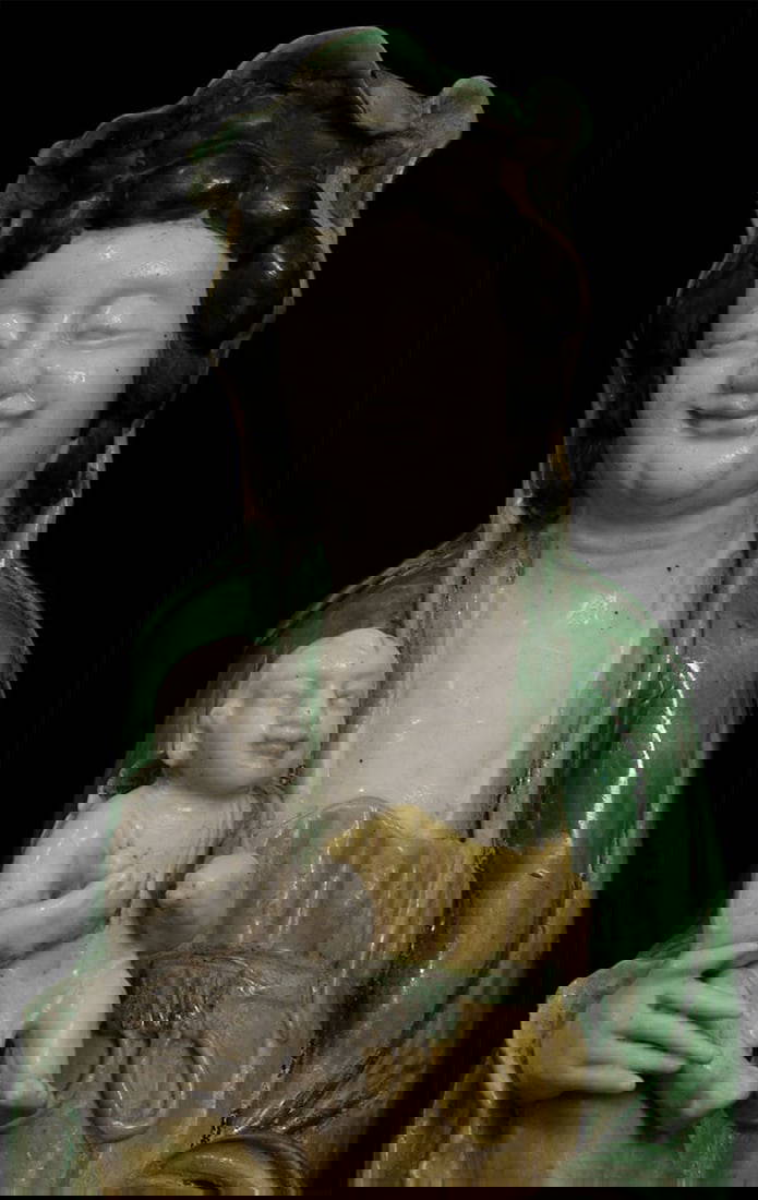 Superb Ching Porcelain Quanyin With Baby. One Of The Auction