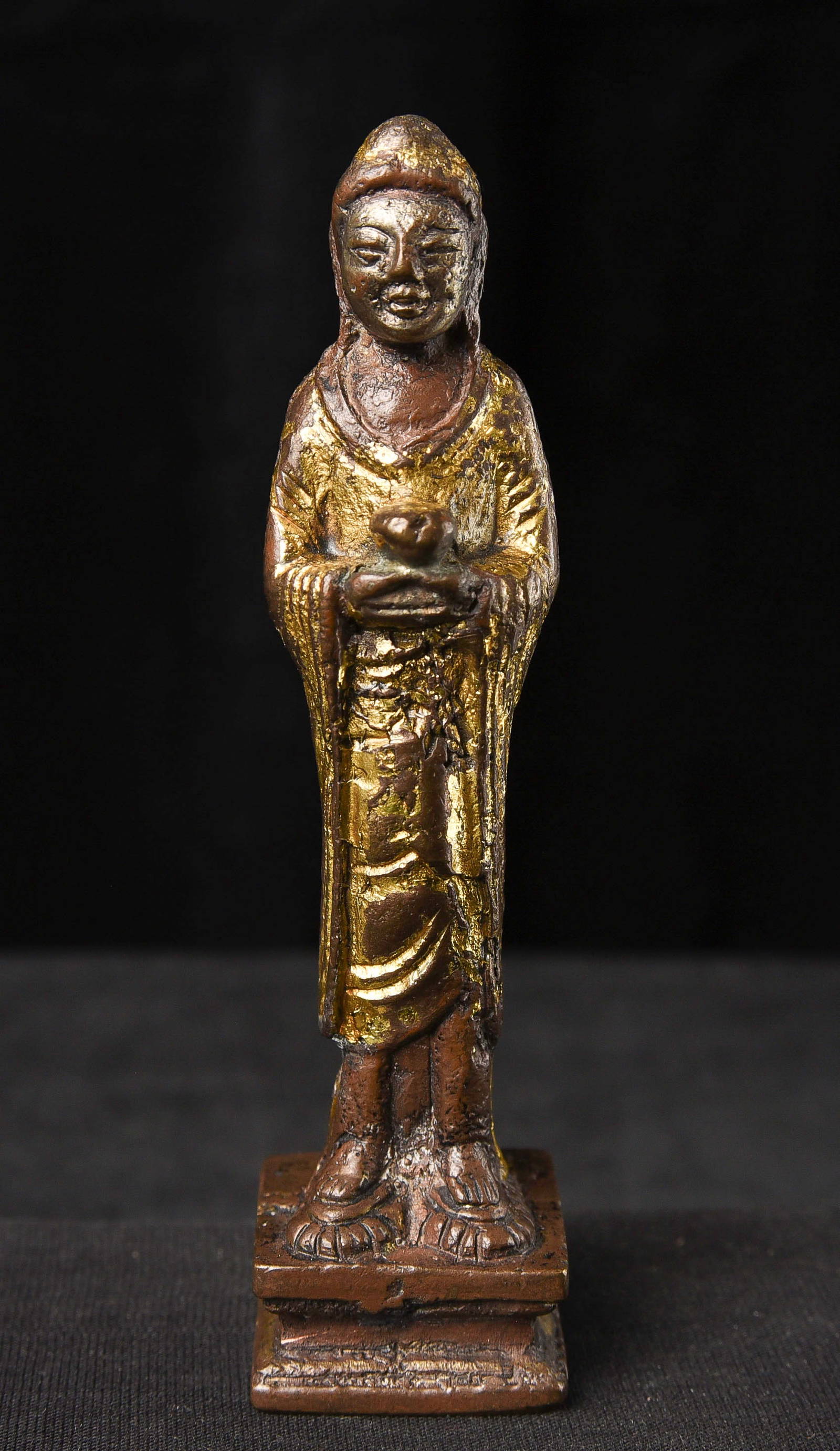 Chinese Liao-style Bronze Buddha With Silvered Face And Gilded Robes ...