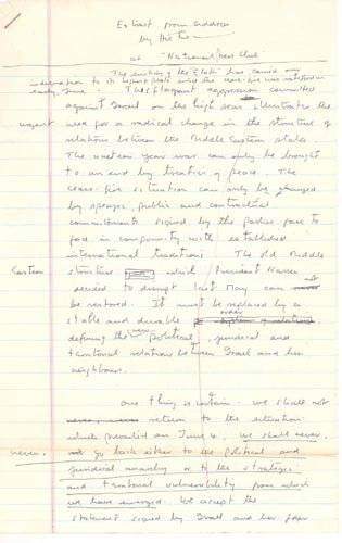 A. Eban Autograph Speech "sinking Of The 'elath"