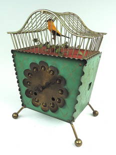 Rare Amusing Mid Century Singing Bird Clock