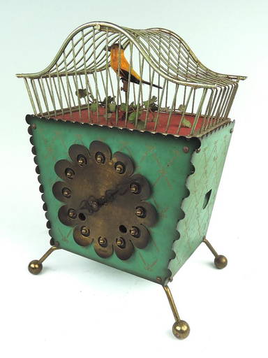 Rare Amusing Mid Century Singing Bird Clock