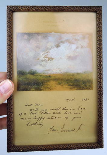 Signed George Inness Jr. Gouache Card