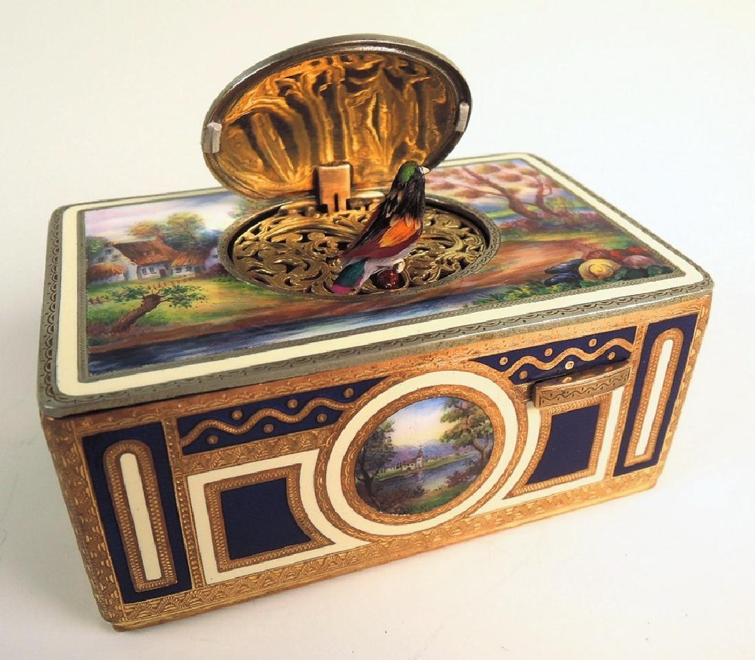 Antique Gilt & Enamel German Singing Bird Box
