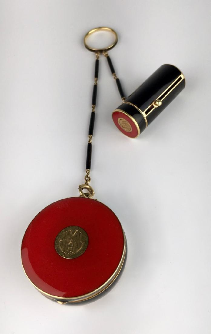 Cartier 14K Art Deco Compact & Lipstick