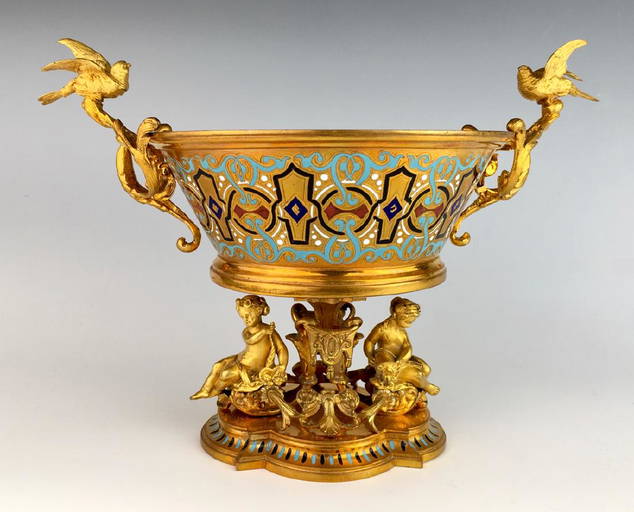 Champleve And Gilt Bronze Bowl C. 1880