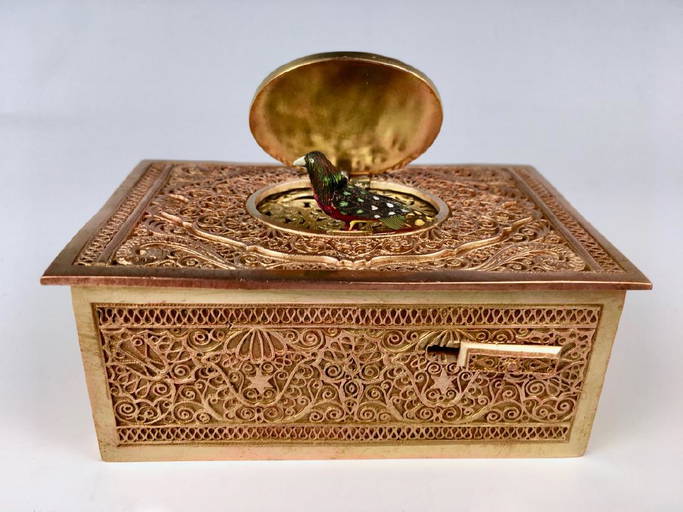 Bronze Automaton Singing Bird Box