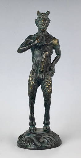 Erotica Bronze Devil Standing Wtih His Flute