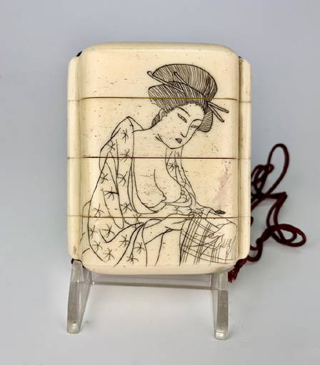 Erotic Japanese Bone Inro, Late 20th Century