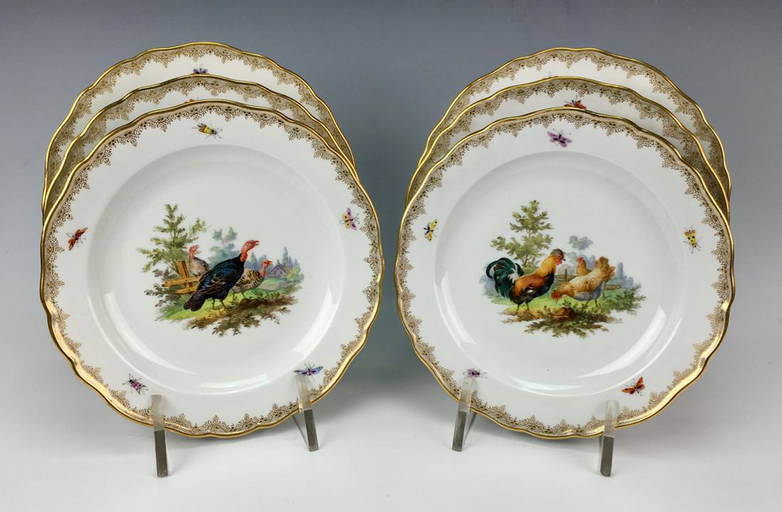 Set Of 6 Meissen Bird Plates