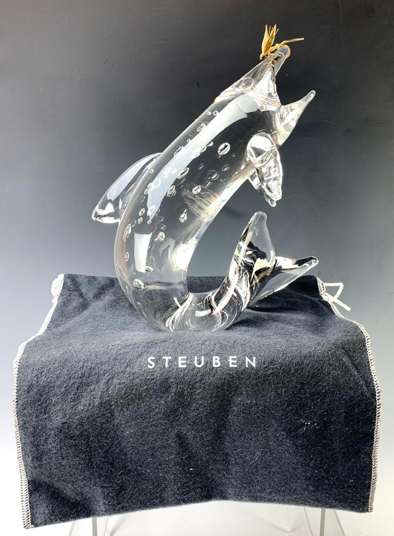 For Auction: Steuben Glass Figure of a Trout and 18k Gold Fly (#0127 ...