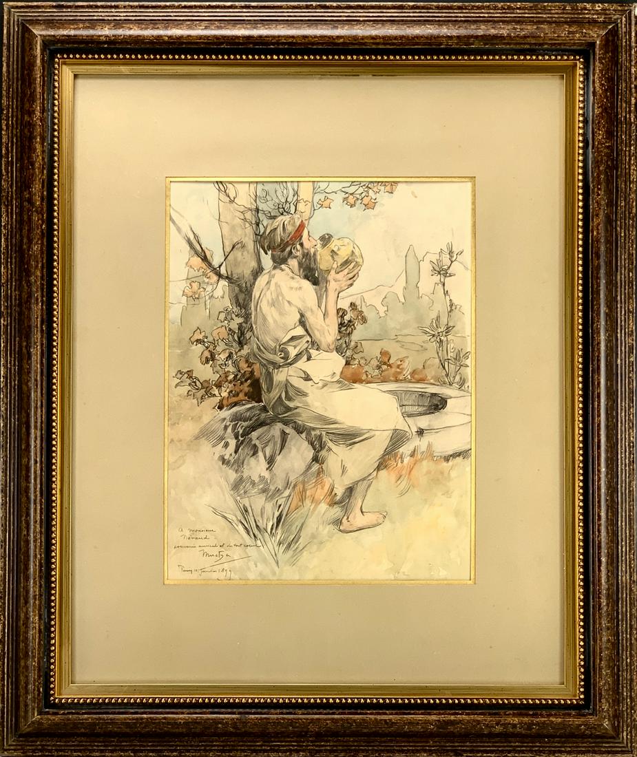 Alphonse Mucha Watercolor w/ Authenticity Papers | Barnebys