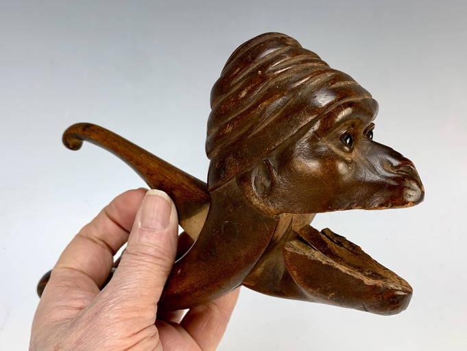 Carved Wooden Monkey Nutcracker W Glass Eyes