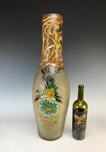 Monumental Signed LeGras Cameo Enameled Vase (#0083) on Jan 01, 2023 ...