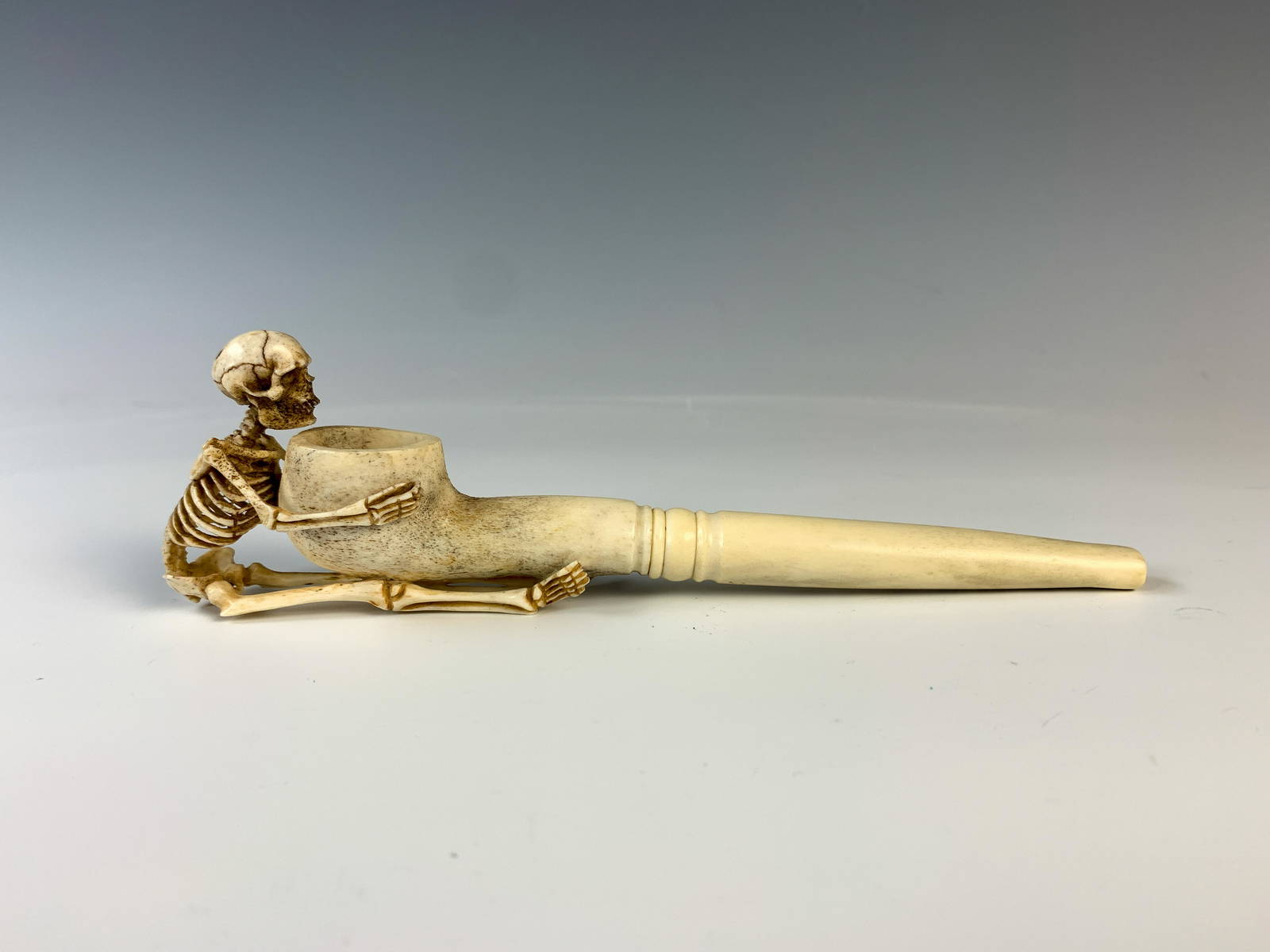 Carved Bone Skeleton Smoking Pipe Auction
