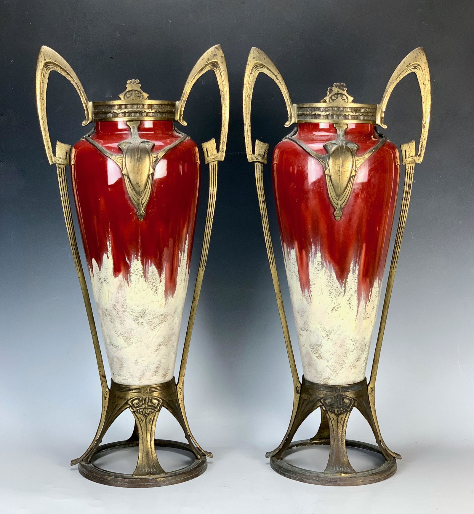 Pair Otto Eckmann Jugendstil Vases W Bronze Mounts Auction
