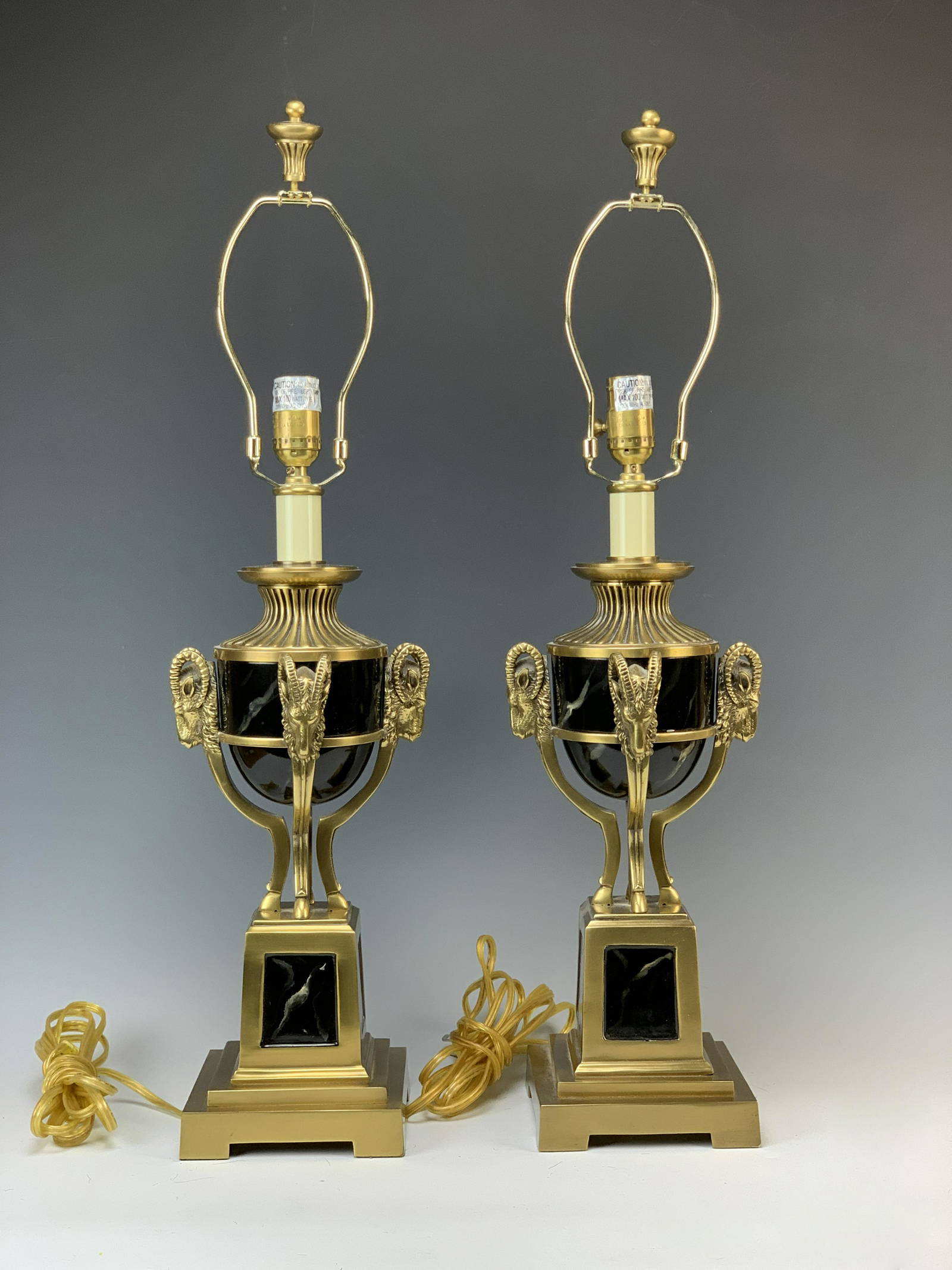Pair Table Lamps With Goat Heads Auction