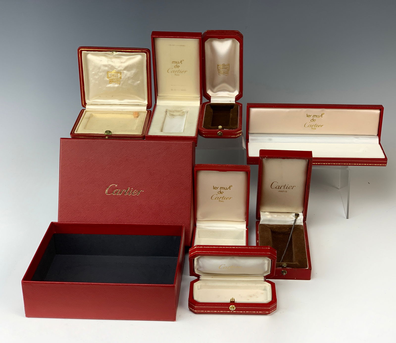 8 Cartier Jewelry Display Boxes Assorted Sizes Auction