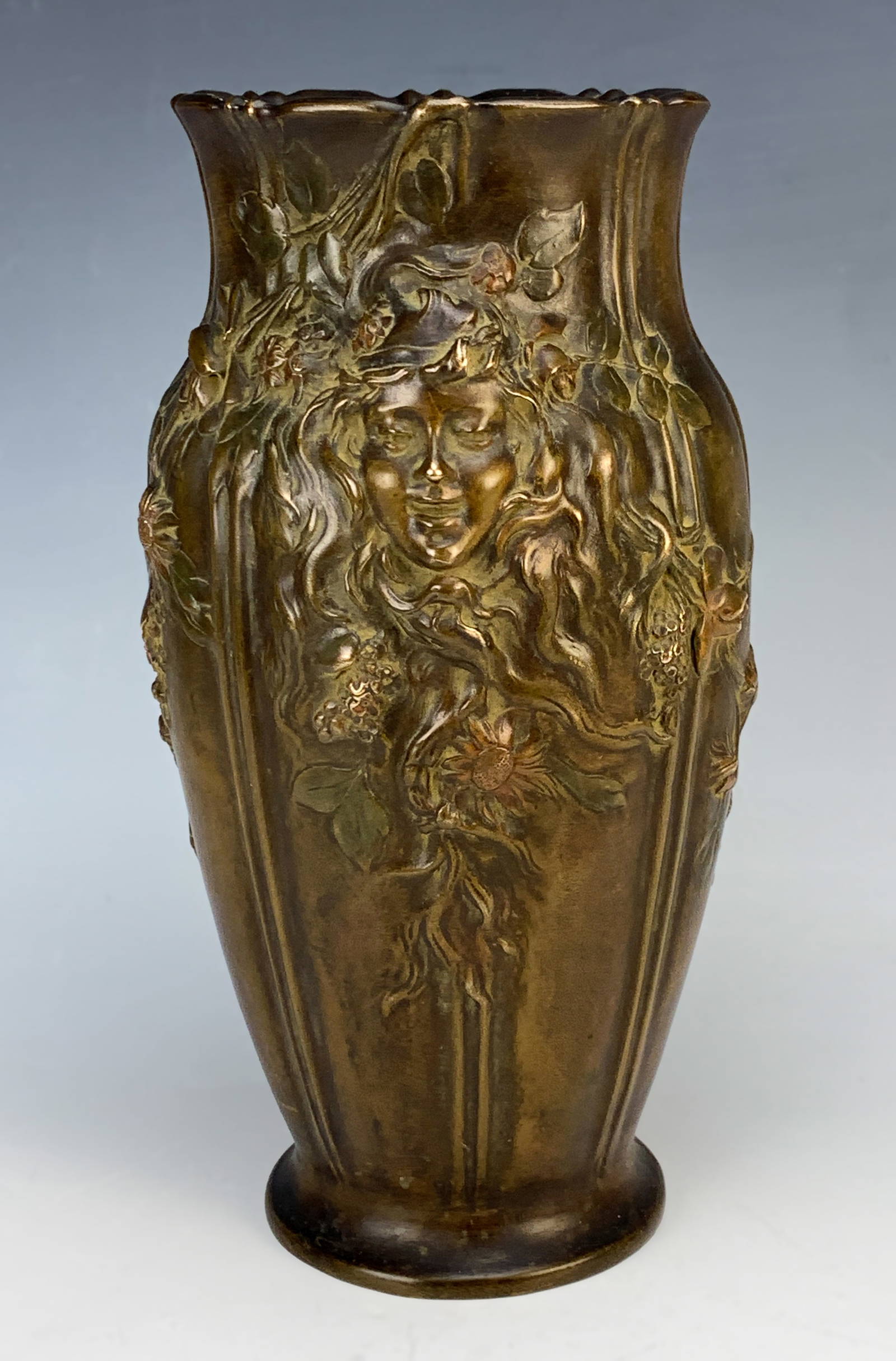 Art Nouveau Bronze Vase With Mucha Face Auction