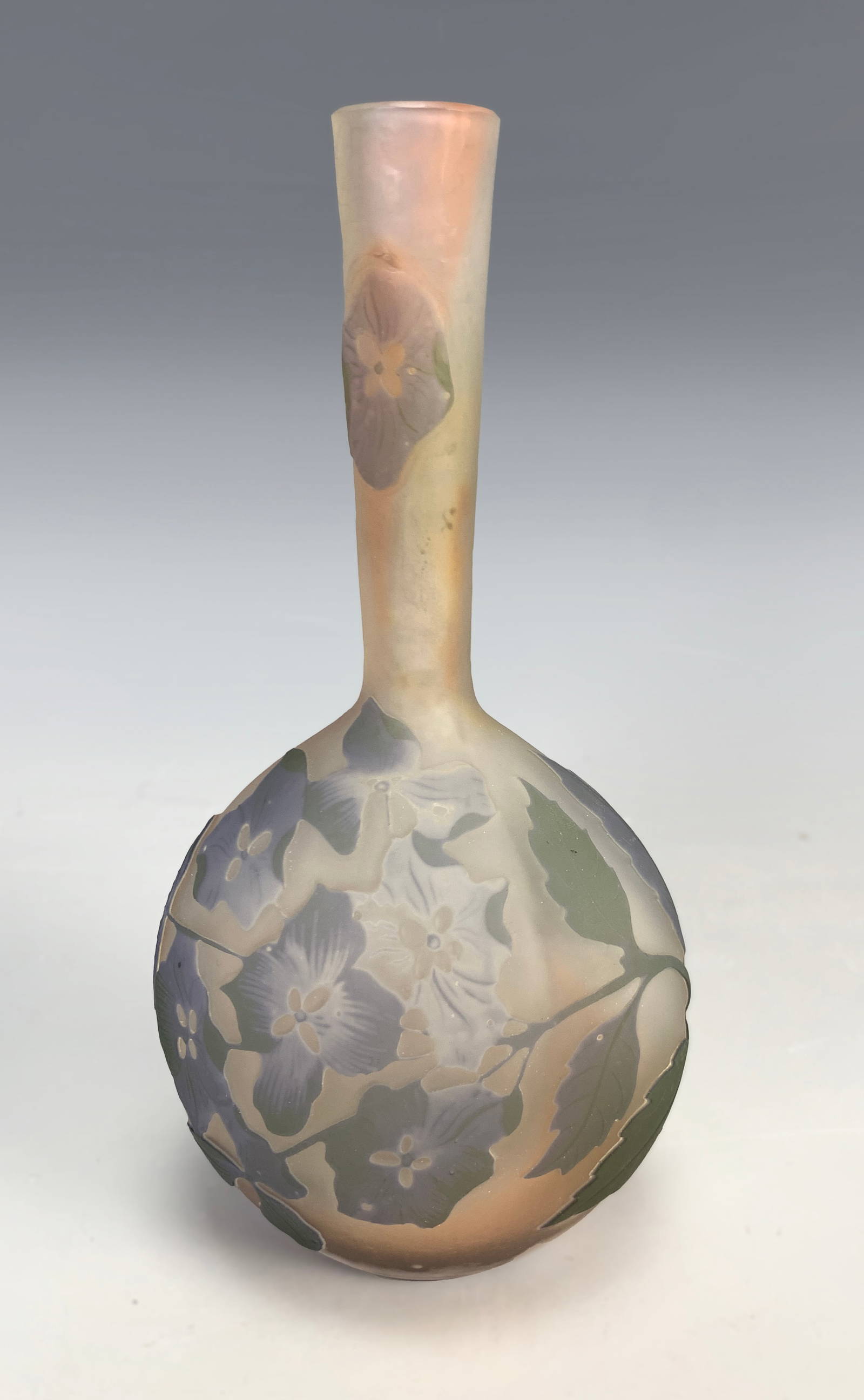 Galle Purple Flowers And Leaves Cameo Banjo Vase Auction